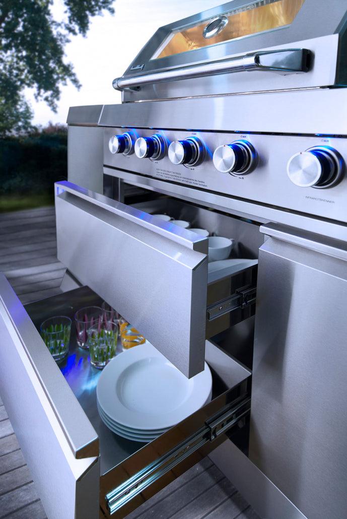 Buschbeck Oxford 4 Burner Gas BBQ Outdoor Kitchen with Fridge and Sink ...